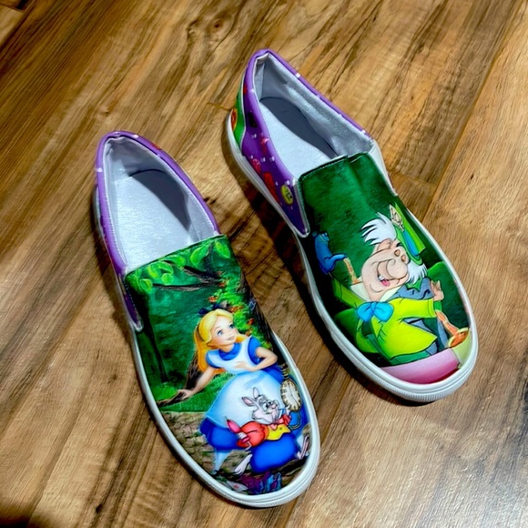 Shoes | Custom Made Alice And Wonderland Canvas Shoes | Poshmark